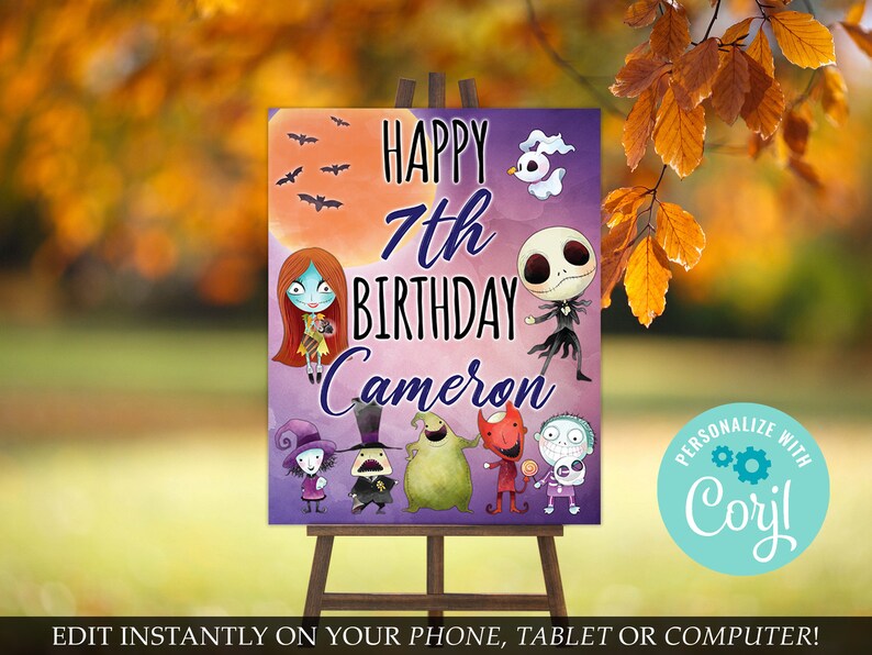 DIGITAL Nightmare Birthday Sign Jack Sally Printable - Etsy