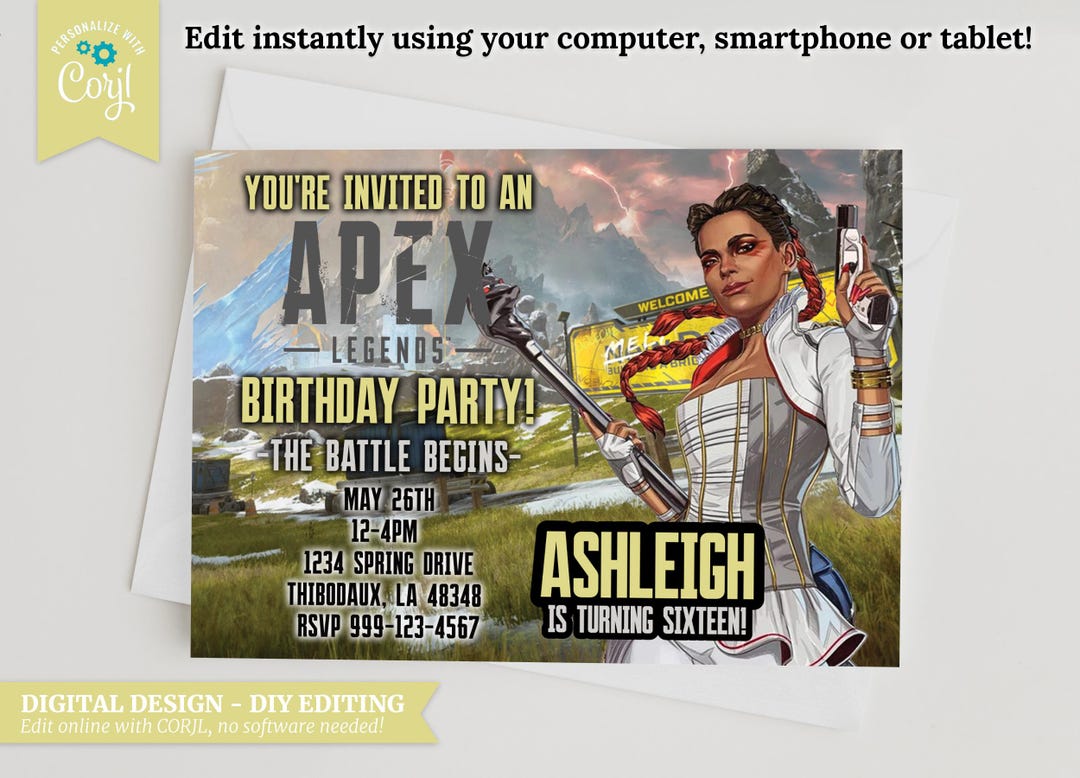 Apex Legends Loba Birthday Invitation: Grunge Video Game Party (5x7 ...