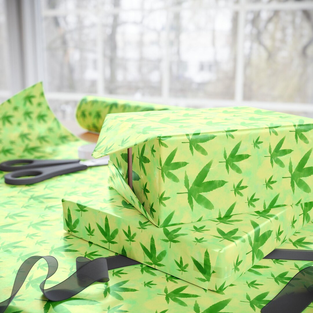 Watercolor Marijuana Leaf Wrapping Paper, Artistic Stoner Gift Wrap - Etsy