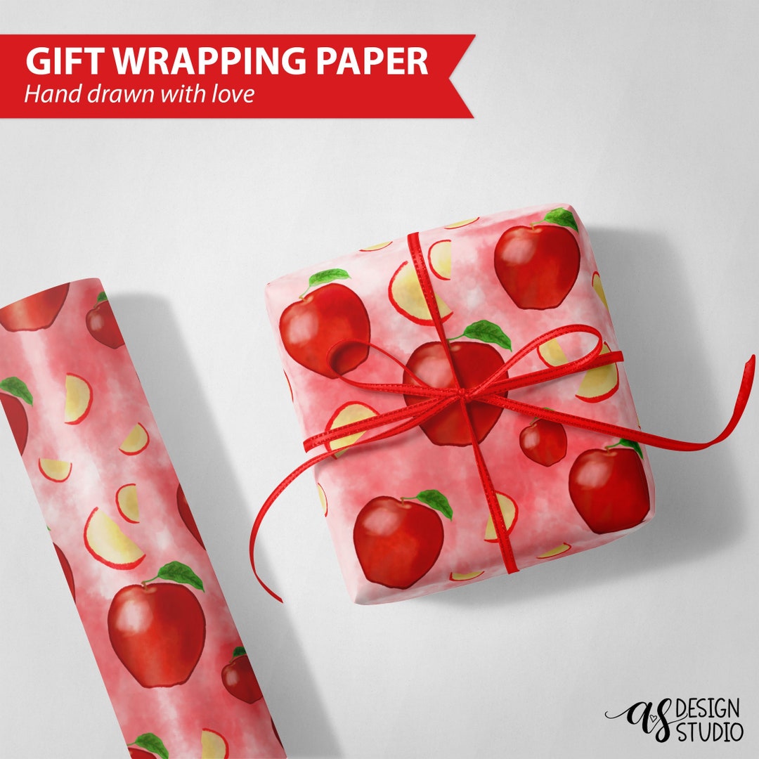 Apples Wrapping Paper, Christmas Wrapping Paper, Gift Paper Roll - Etsy