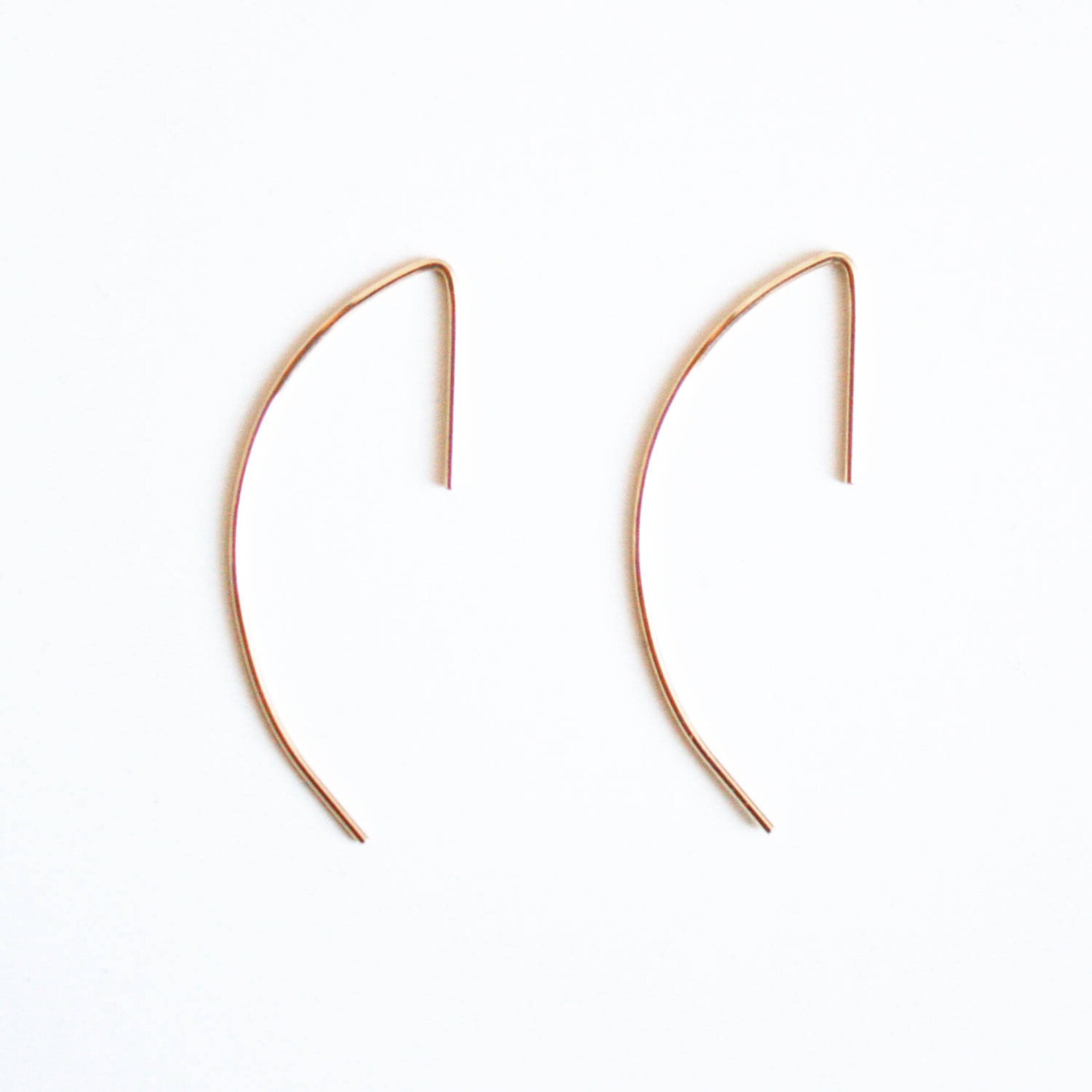 Gold Curved Bar Earrings, Geometric Threader Earrings, Arc Earrings ...