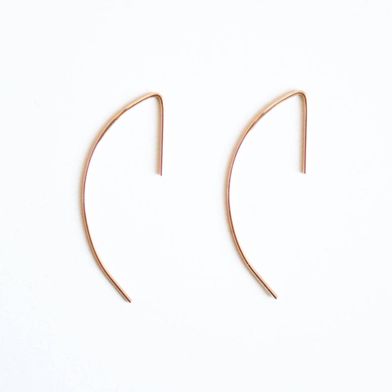 Gold Curved Bar Earrings, Geometric Threader Earrings, Arc Earrings ...