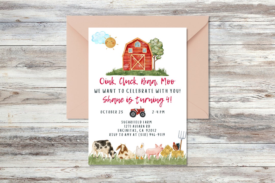 Farm Birthday Invitation | Ranch Kids Birthday | Barnyard Party Invite ...