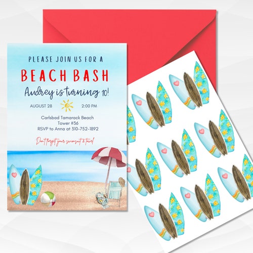 PRINTABLE Birthday Party Invitation Beach Ball Invitation | Etsy