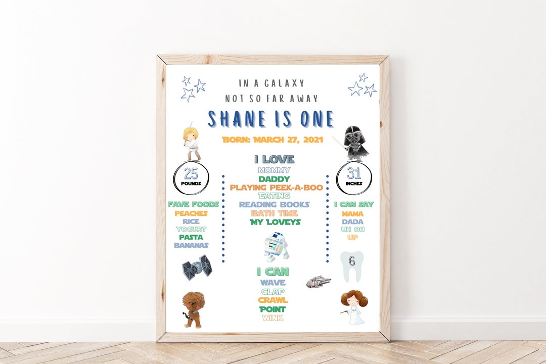 Star Wars 1st Birthday Milestone Board | Jedi Party Decor (digital File ...