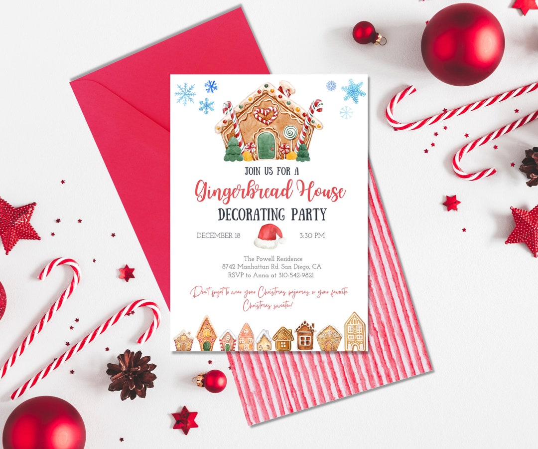 Gingerbread House Decorating Party Invite Holiday Party Invite ...