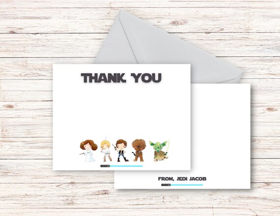 Star Wars Inspired Birthday Thank You Card Star Wars - Etsy
