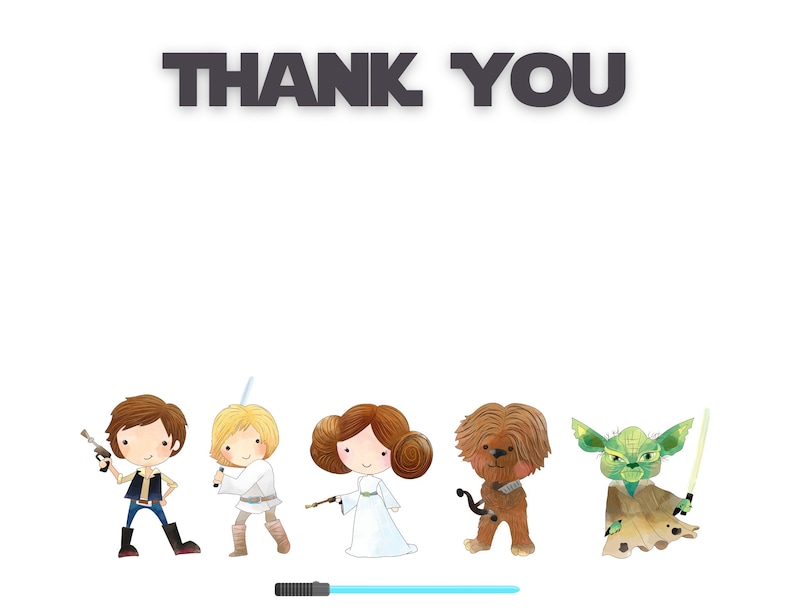 Star Wars Inspired Birthday Thank You Card Kids Fill in the - Etsy
