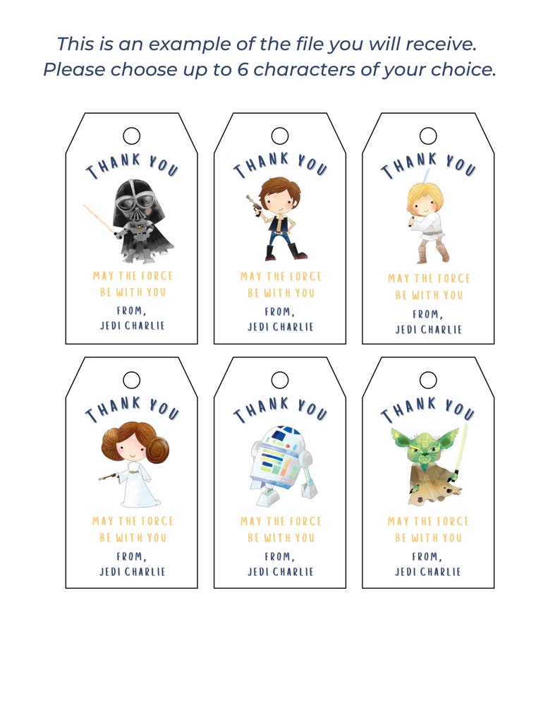 Star Wars Inspired Birthday Thank You Tags Printable Favor - Etsy
