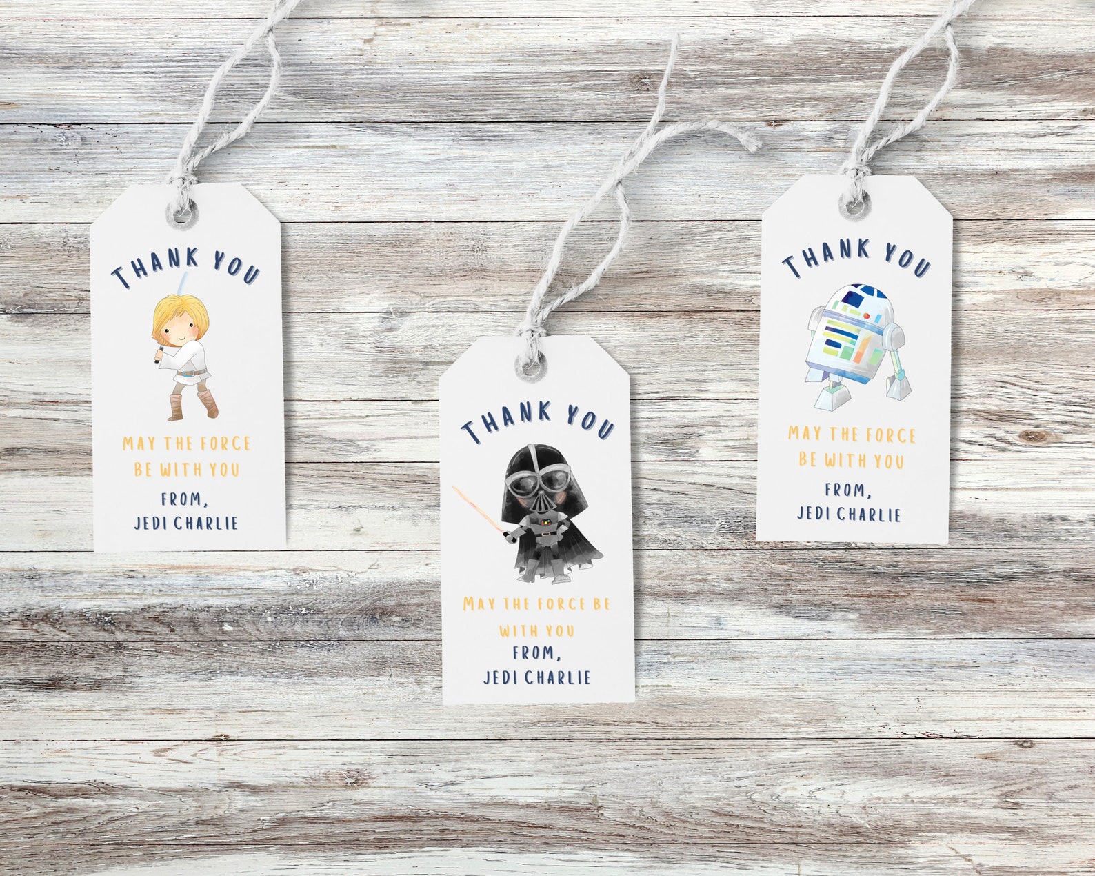 Star Wars Inspired Birthday Thank You Tags Printable Favor - Etsy