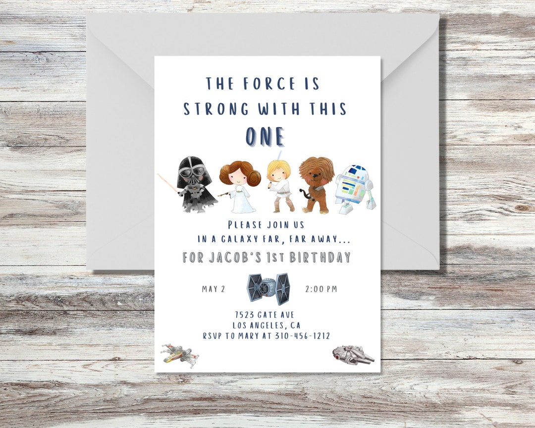 Star Wars Inspired Birthday Invitation Star Wars 1st Birthday Invite ...