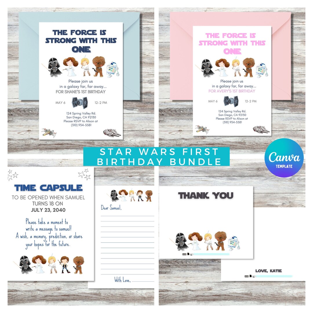 Editable Star Wars First Birthday Invitation | Star Wars Birthday ...