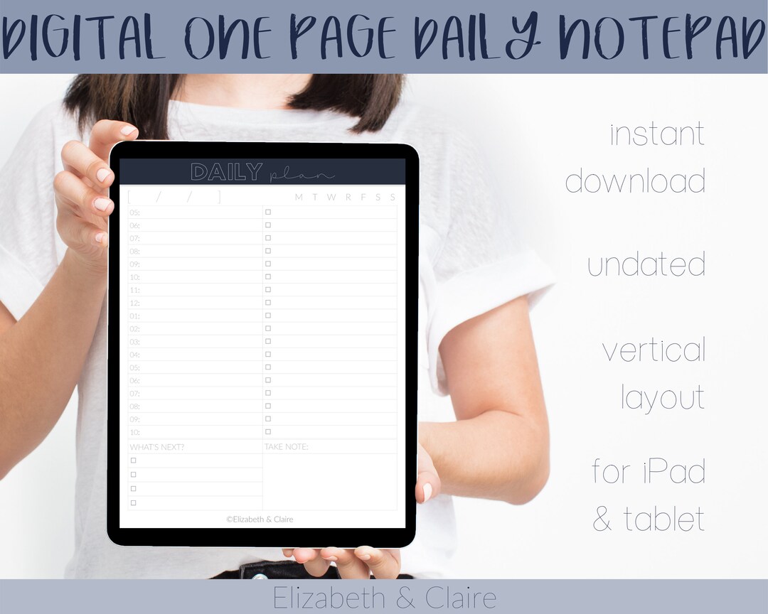 Undated Digital One Page Matrix Daily Planner Notepad for iPad or ...