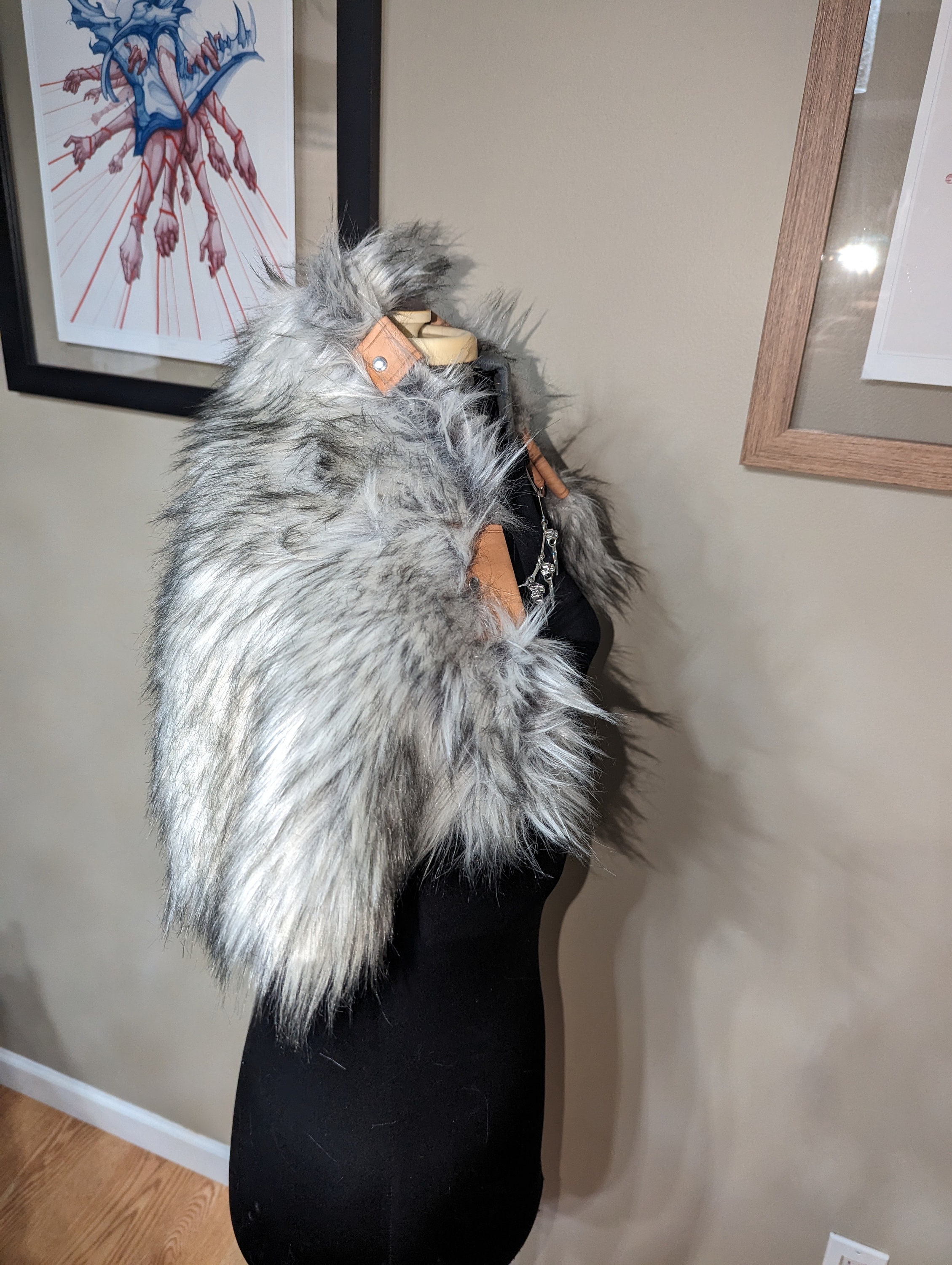 Viking Fur Mantle W/ Raven Skull Closure, Viking Cloak, Fur Caplet ...