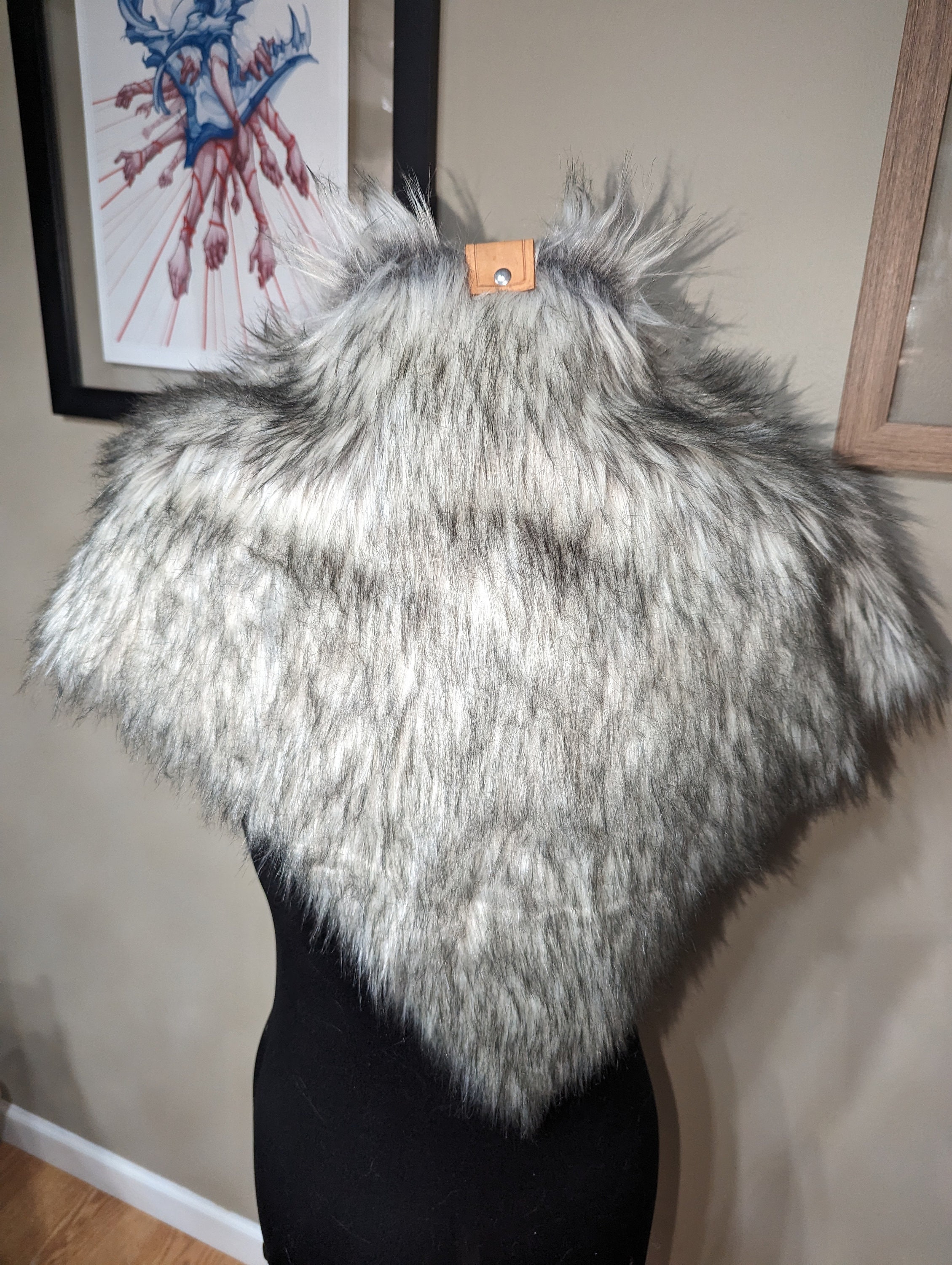 Viking Fur Mantle W/ Raven Skull Closure, Viking Cloak, Fur Caplet ...