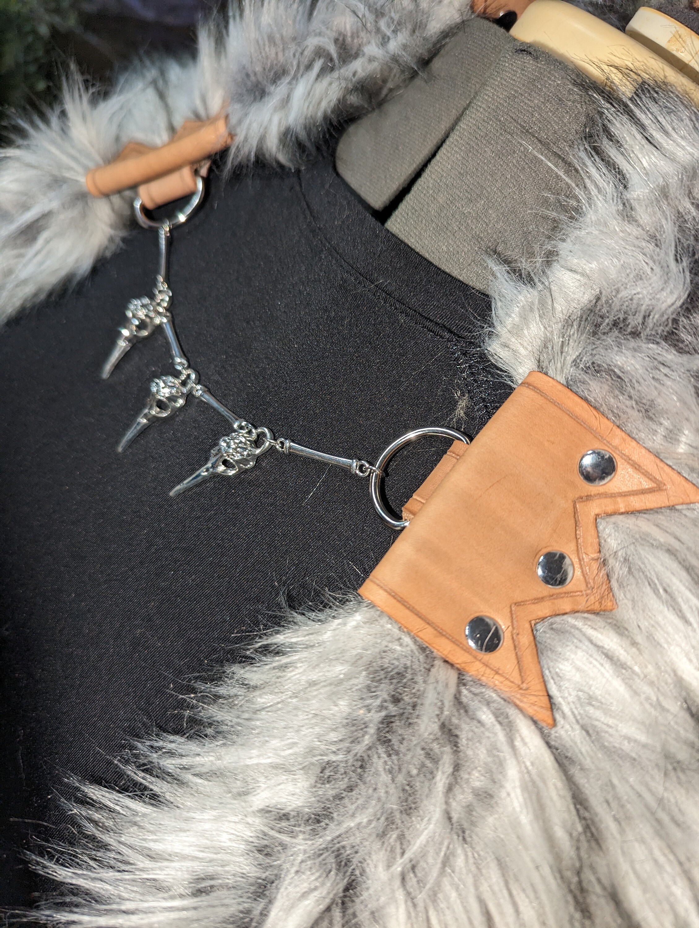 Viking Fur Mantle W/ Raven Skull Closure, Viking Cloak, Fur Caplet ...