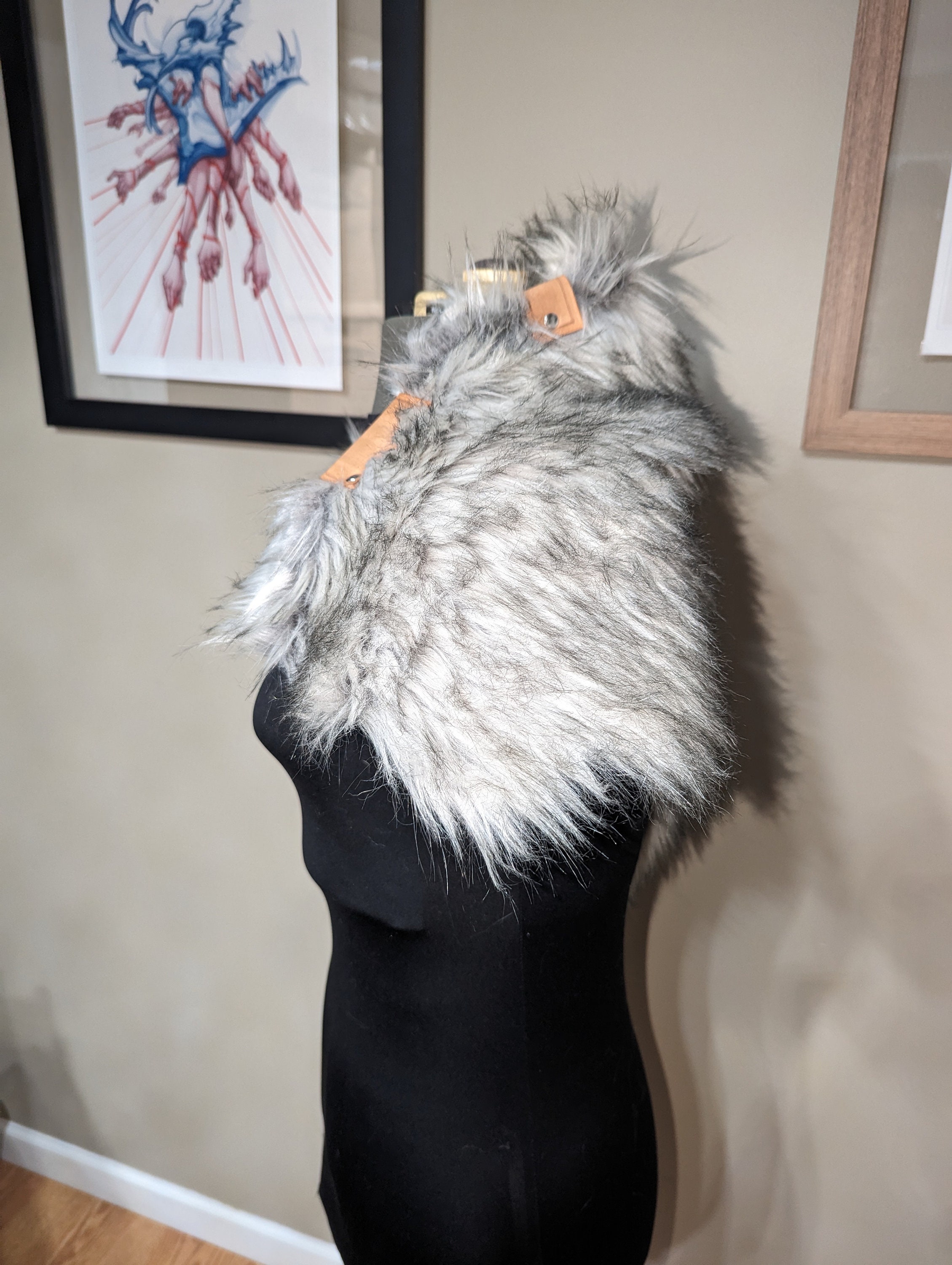 Viking Fur Mantle W/ Raven Skull Closure, Viking Cloak, Fur Caplet ...