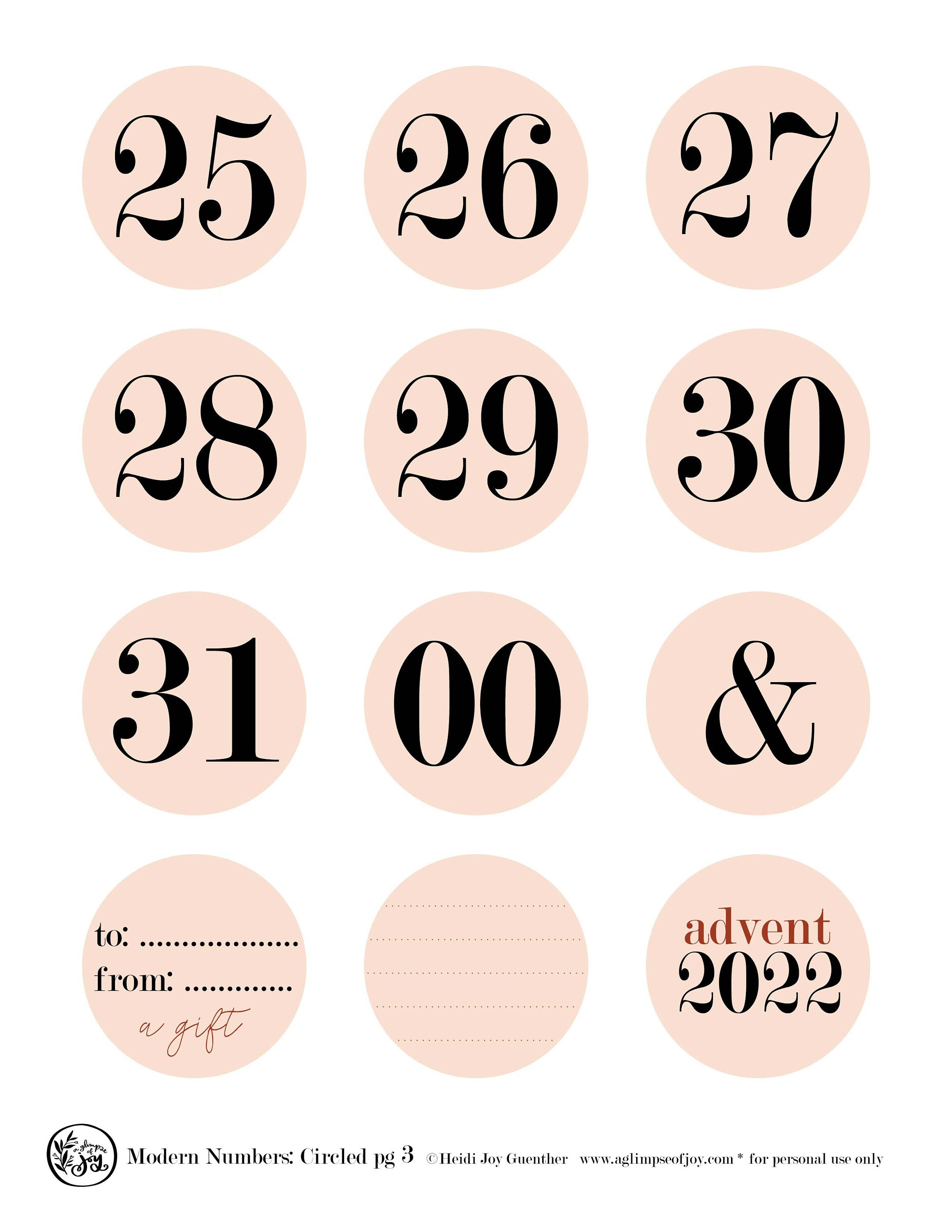 Creamy Calendar Numbers PRINTABLE: Ideal for Creating Advent Calendars ...