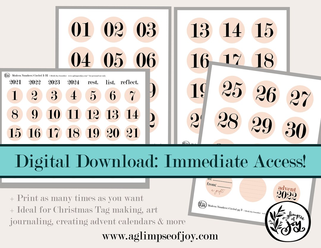 Creamy Calendar Numbers PRINTABLE: Ideal for Creating Advent Calendars ...