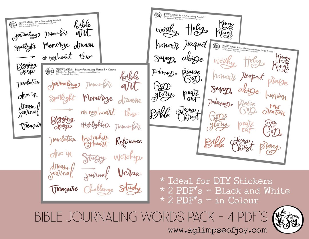 Phrase Starters - Hand Scripted Bible-related Words for Art Journaling ...