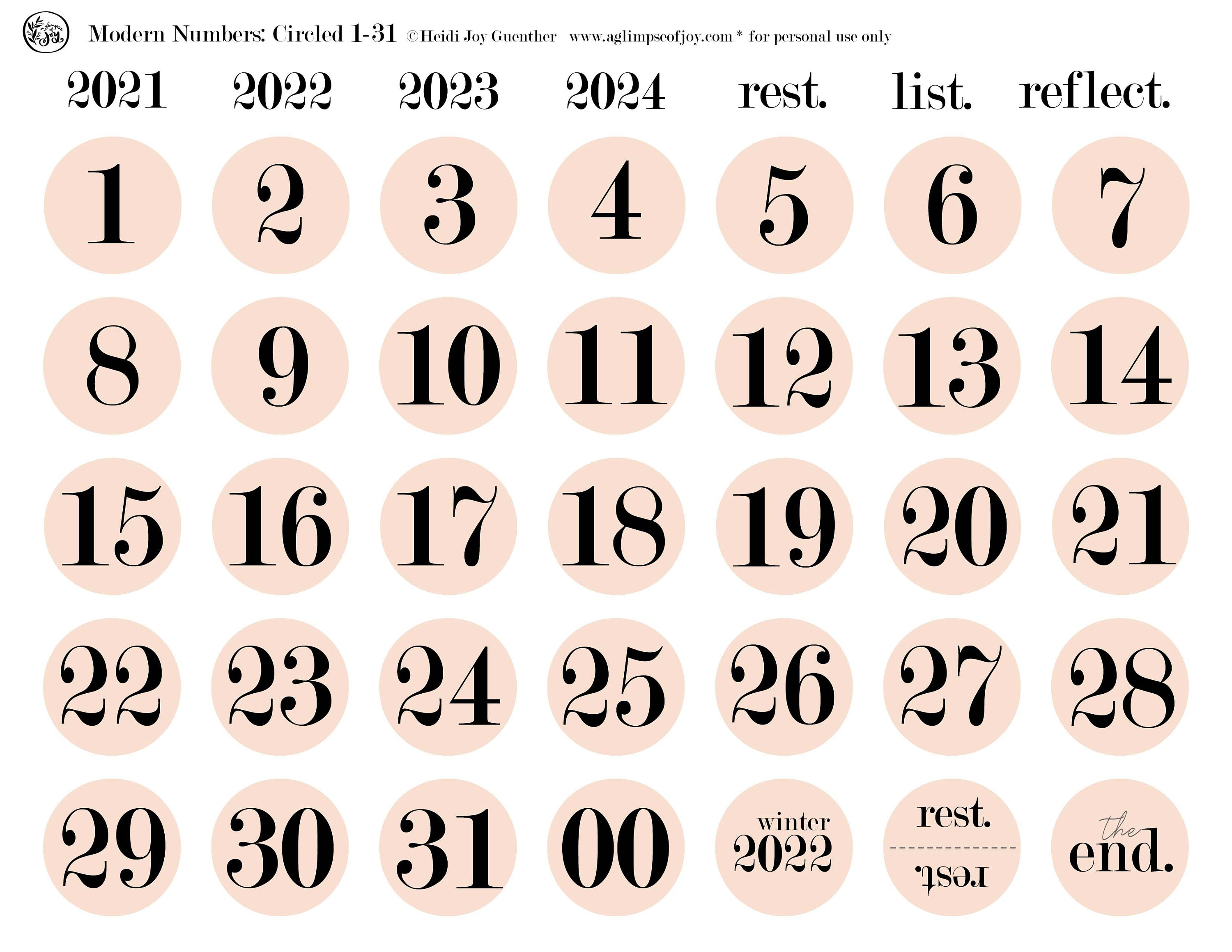 Creamy Calendar Numbers PRINTABLE: Ideal for Creating Advent Calendars ...