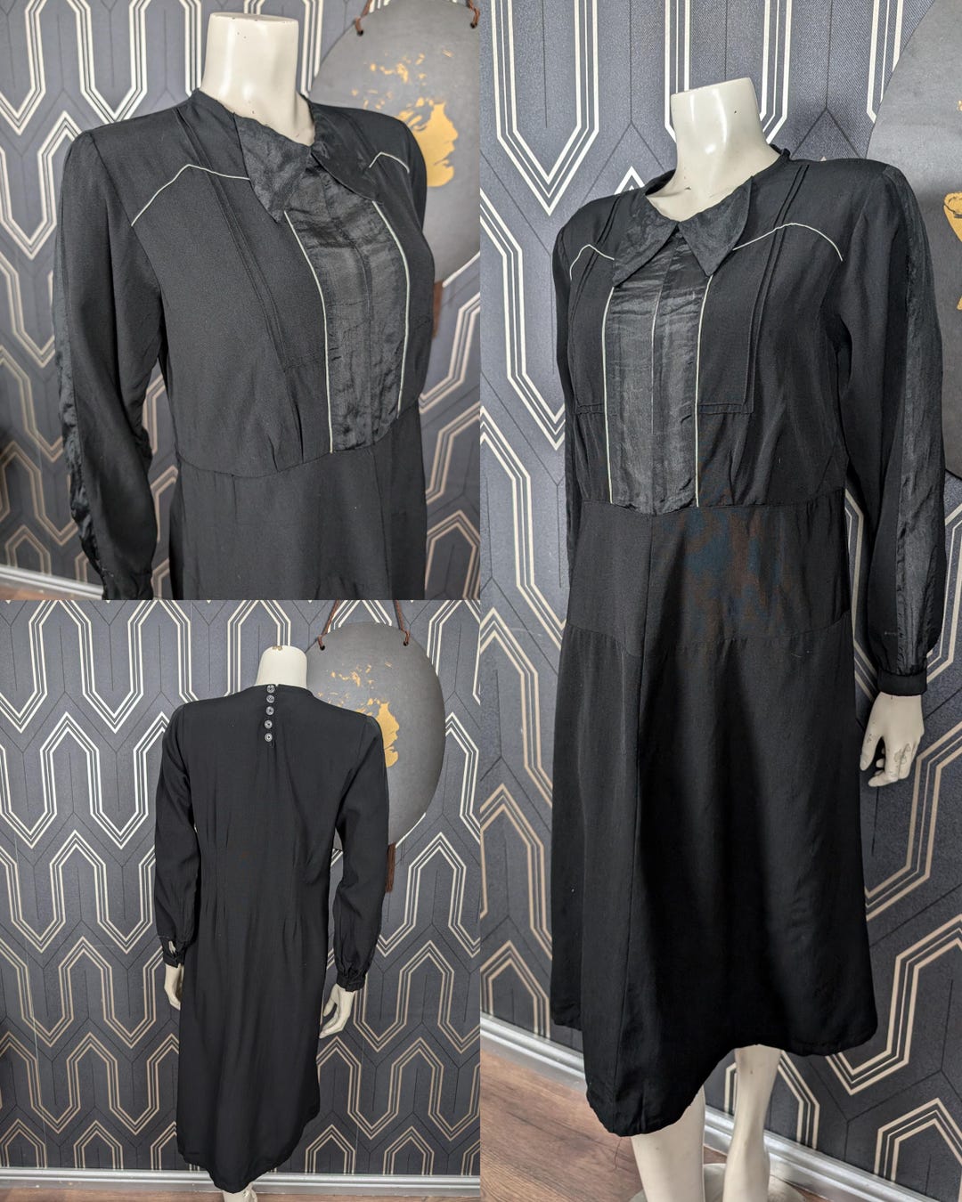 Original Late 1920's Early 1930's Black White Cotton Flapper Dress Good ...