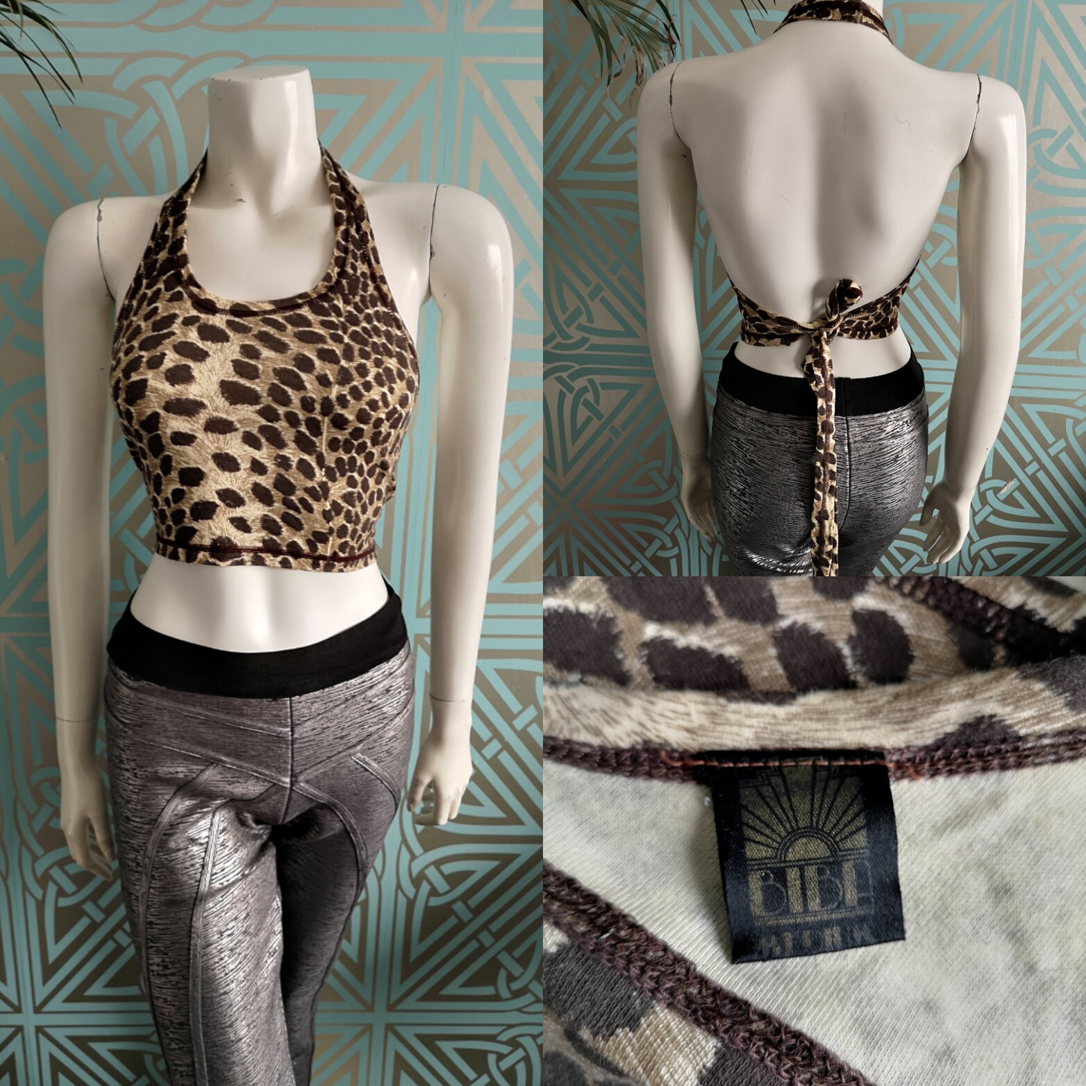 Original 1973 Biba Cheetah / Leopard Print Jersey Cotton Halter Neck ...