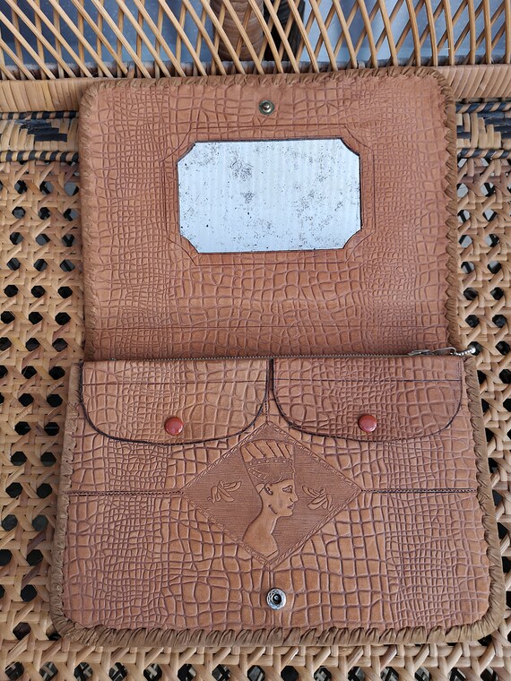 Original 1920's Egyptian Revival Large Leather Work C… - Gem