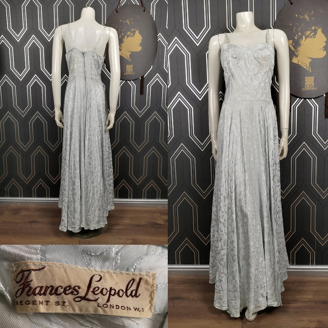 Original 1950's Pale Blue Frances Leopold Satin Ball Gown Dress Good ...