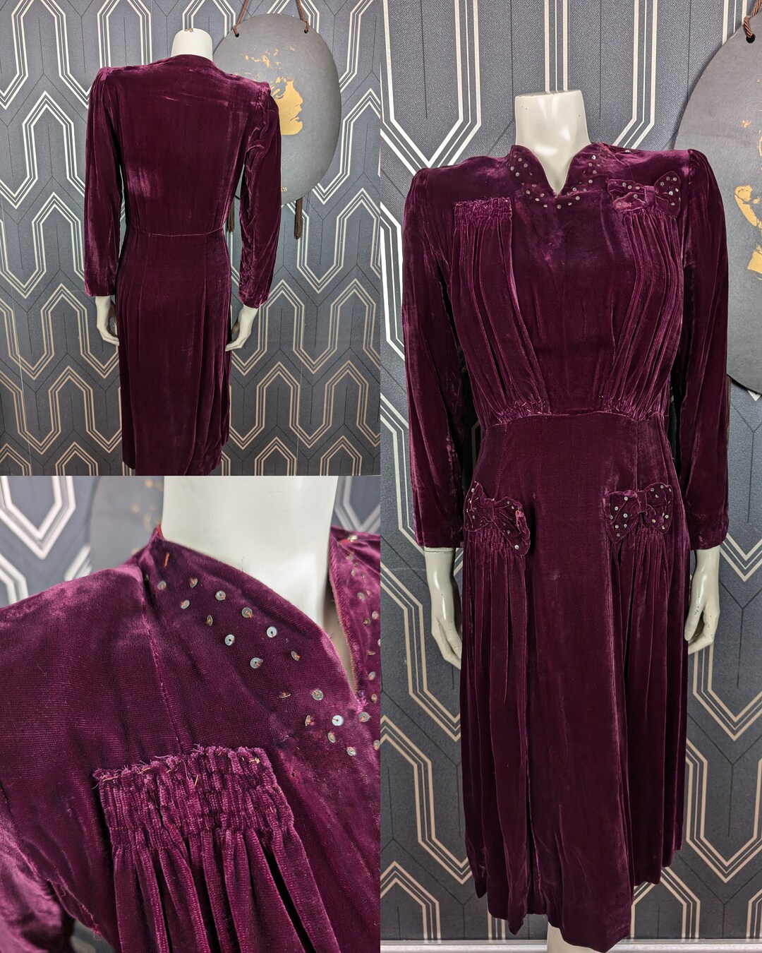 Original 1920's Raspberry Velvet Sequin Dress Fair Condition Only 95 ...