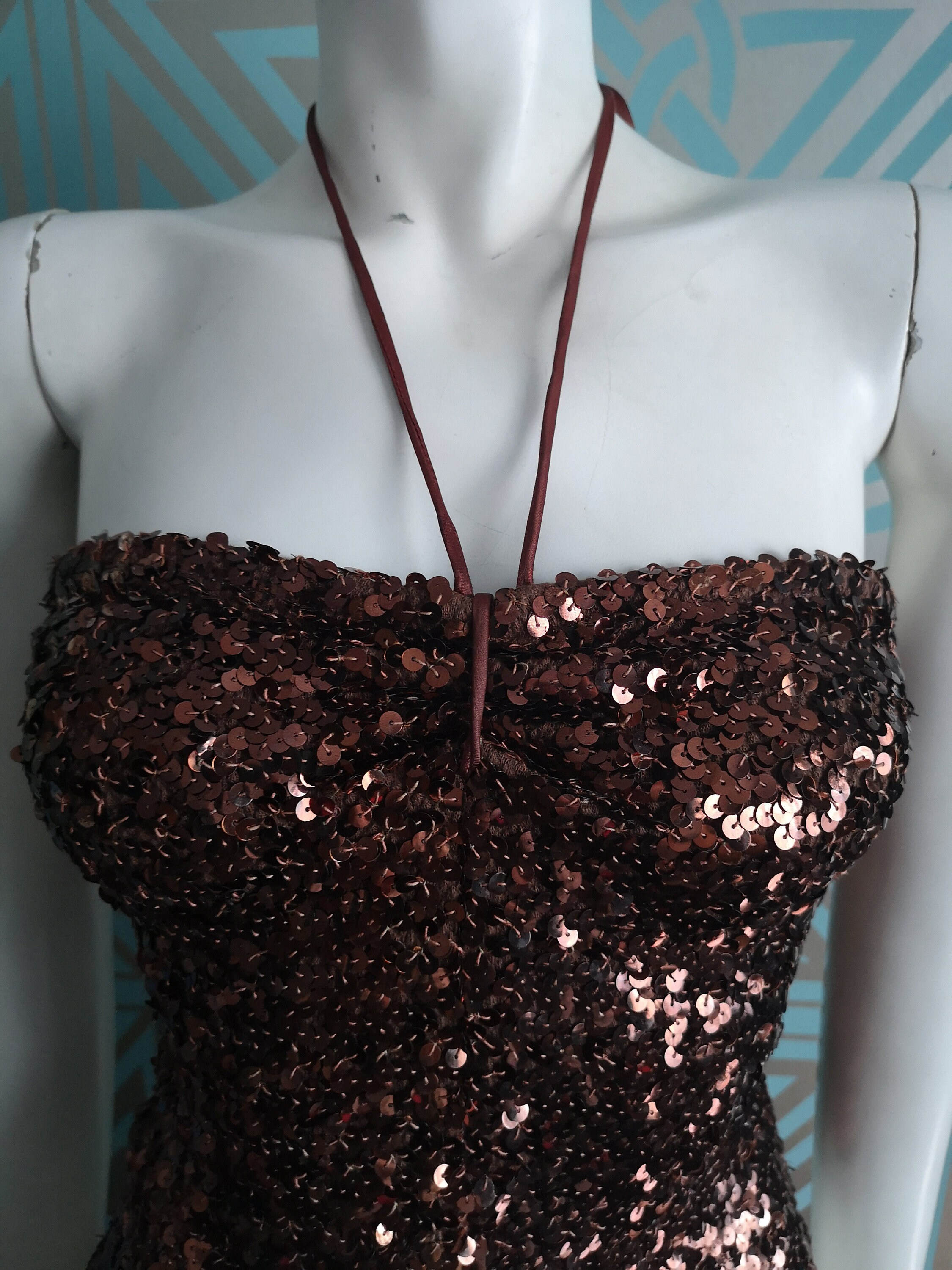 Original 1973 74 Biba Sequin Boob Tube Halter Neck Top Good Condition