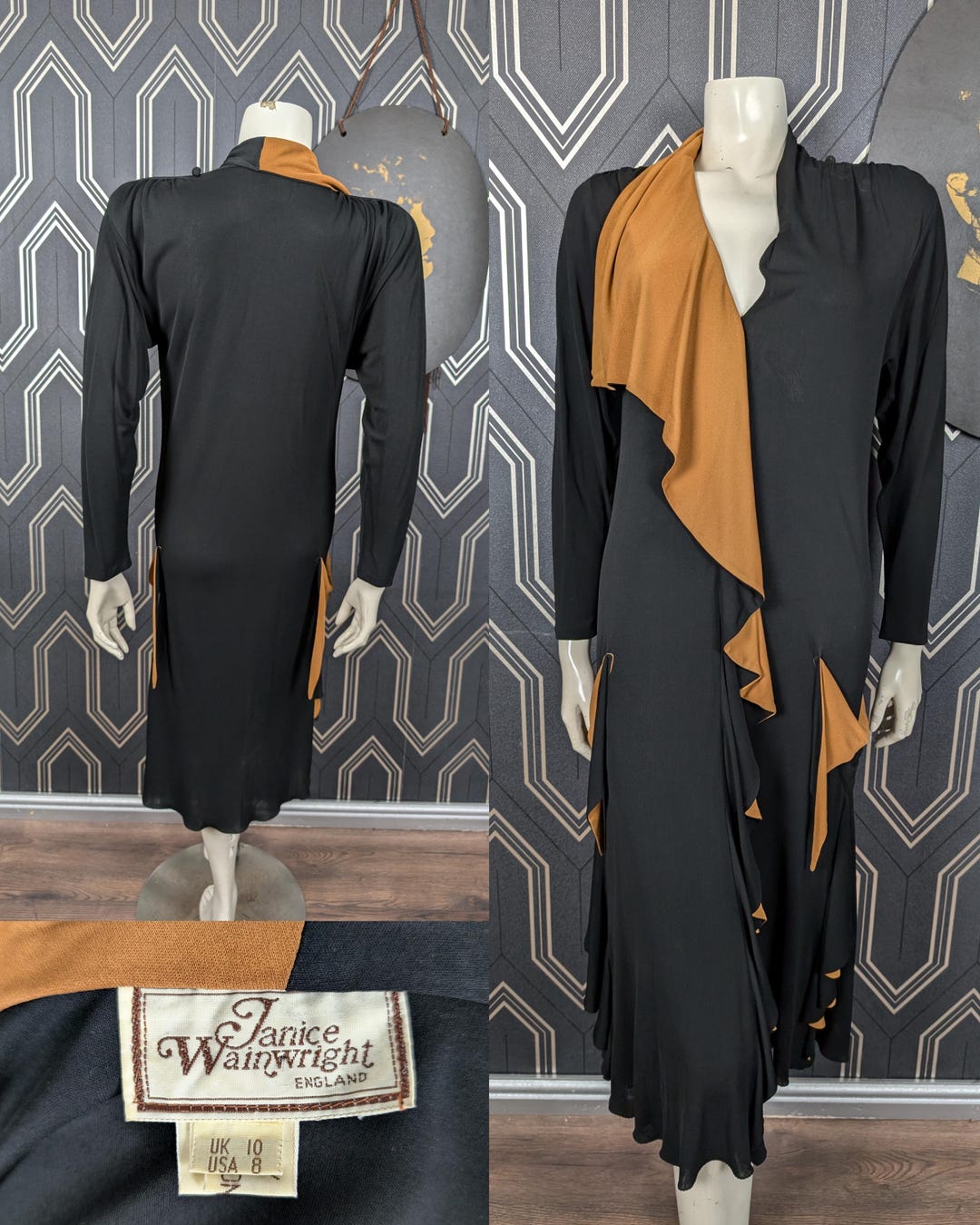 Original 1970's Janice Wainwright Two Toned Flapper Style Dress Good ...
