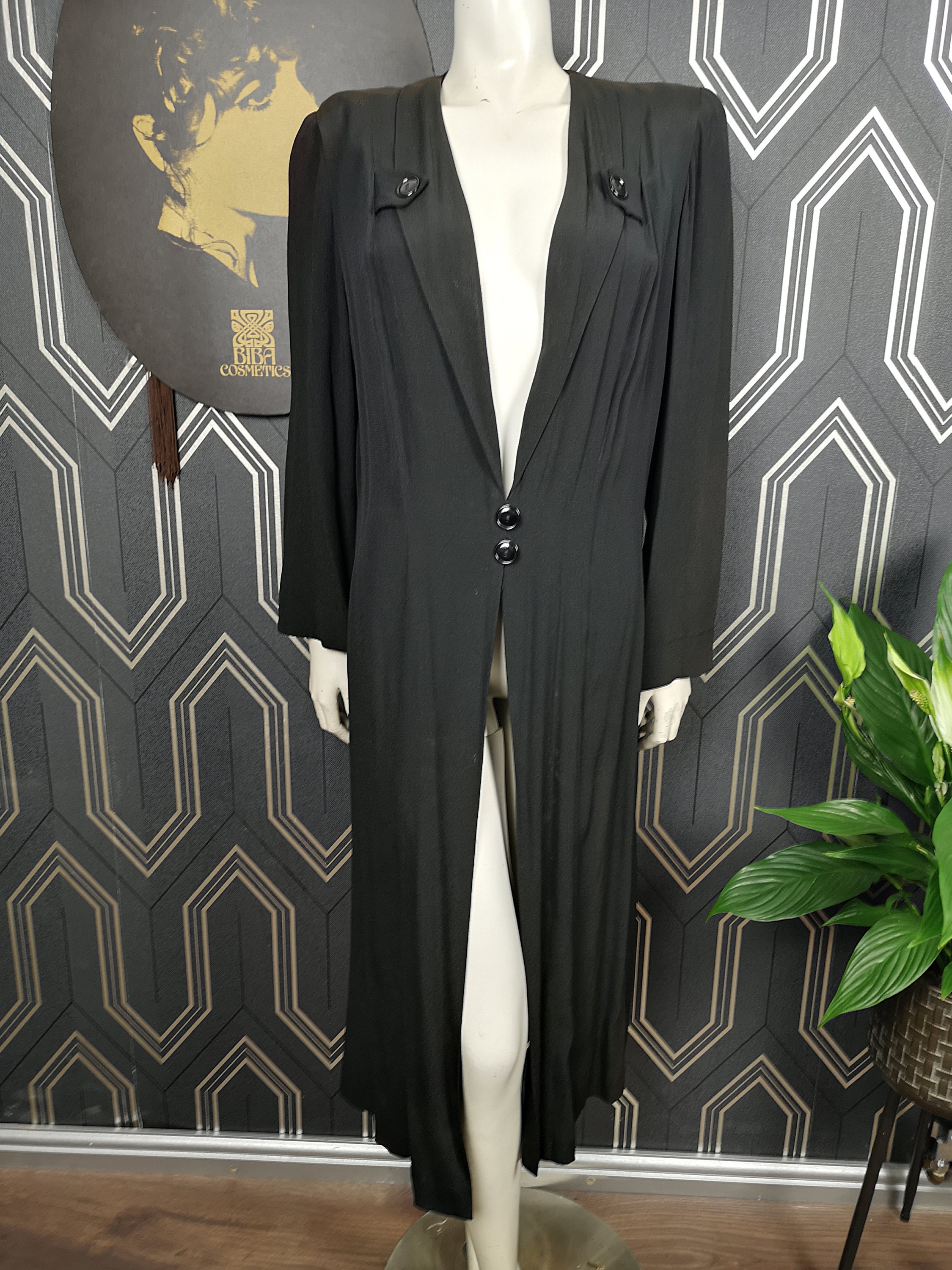 Original 1920's Black Duster Coat - Fair Condition - Only 55 Pounds!