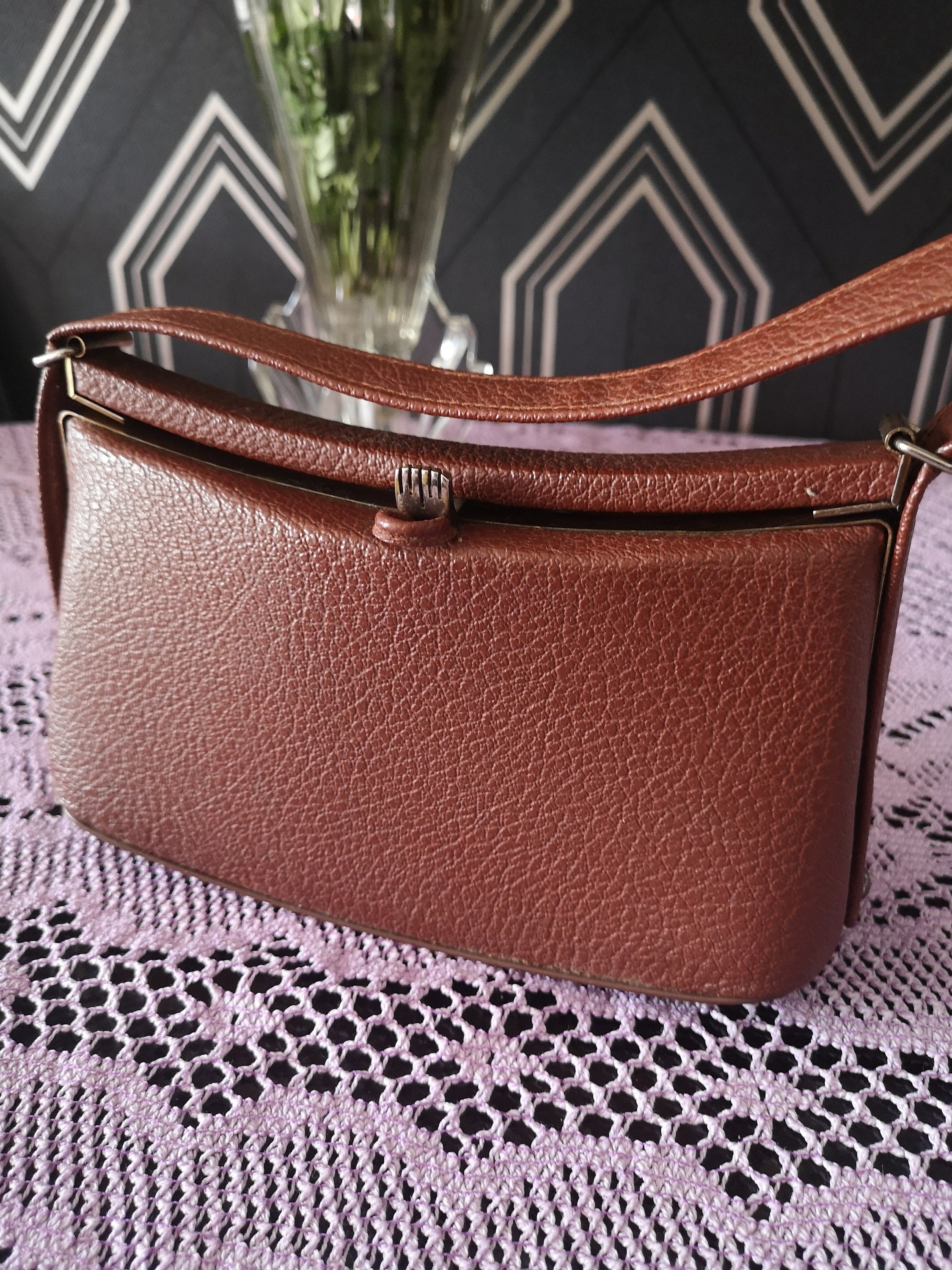 Original 1940's Brown Faux Leather Handbag - Good Condition - Only 25 ...
