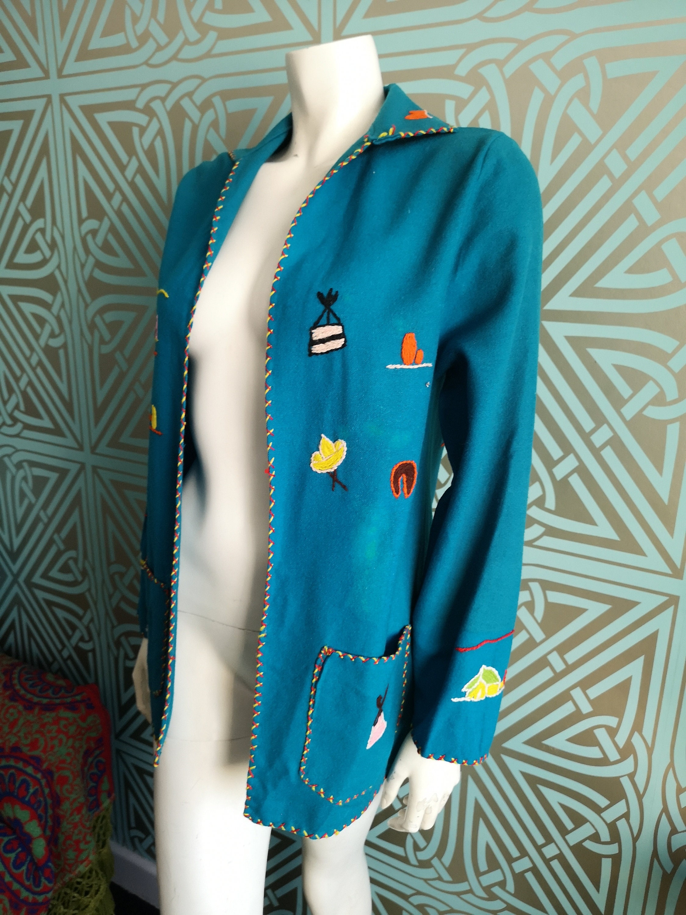 SALE - Original 1950's Turquoise Blue Mexican Jacket - Fair Condition ...