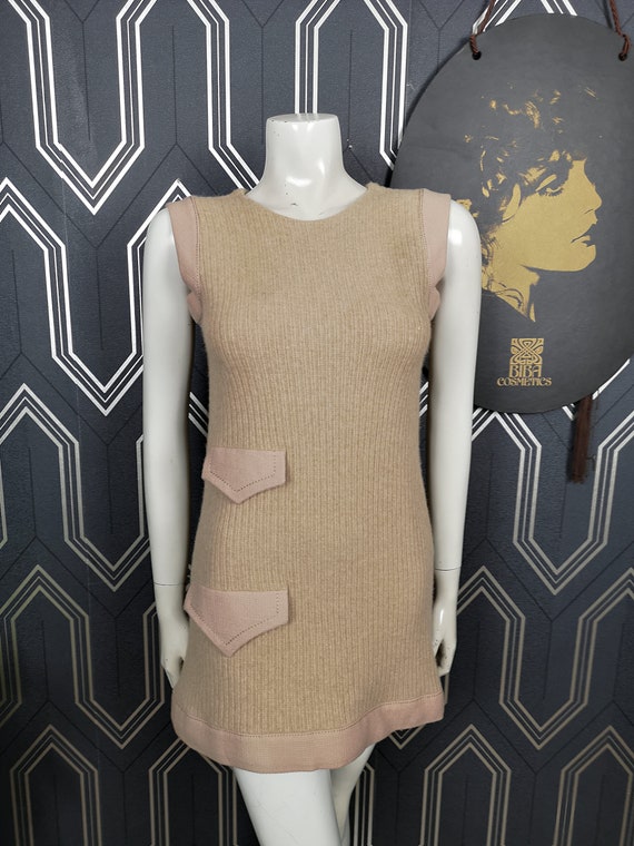 Original 1960's Ribbed Knit Micro Mini Dress Possibly… - Gem