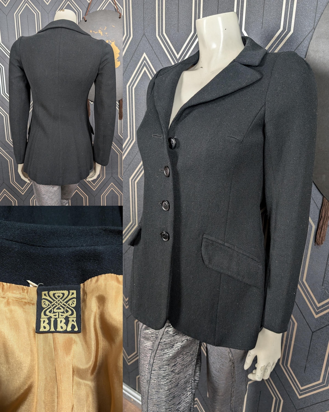 Original 1970 Biba Black Wool Blazer Jacket - Good Condition - Only 195 ...