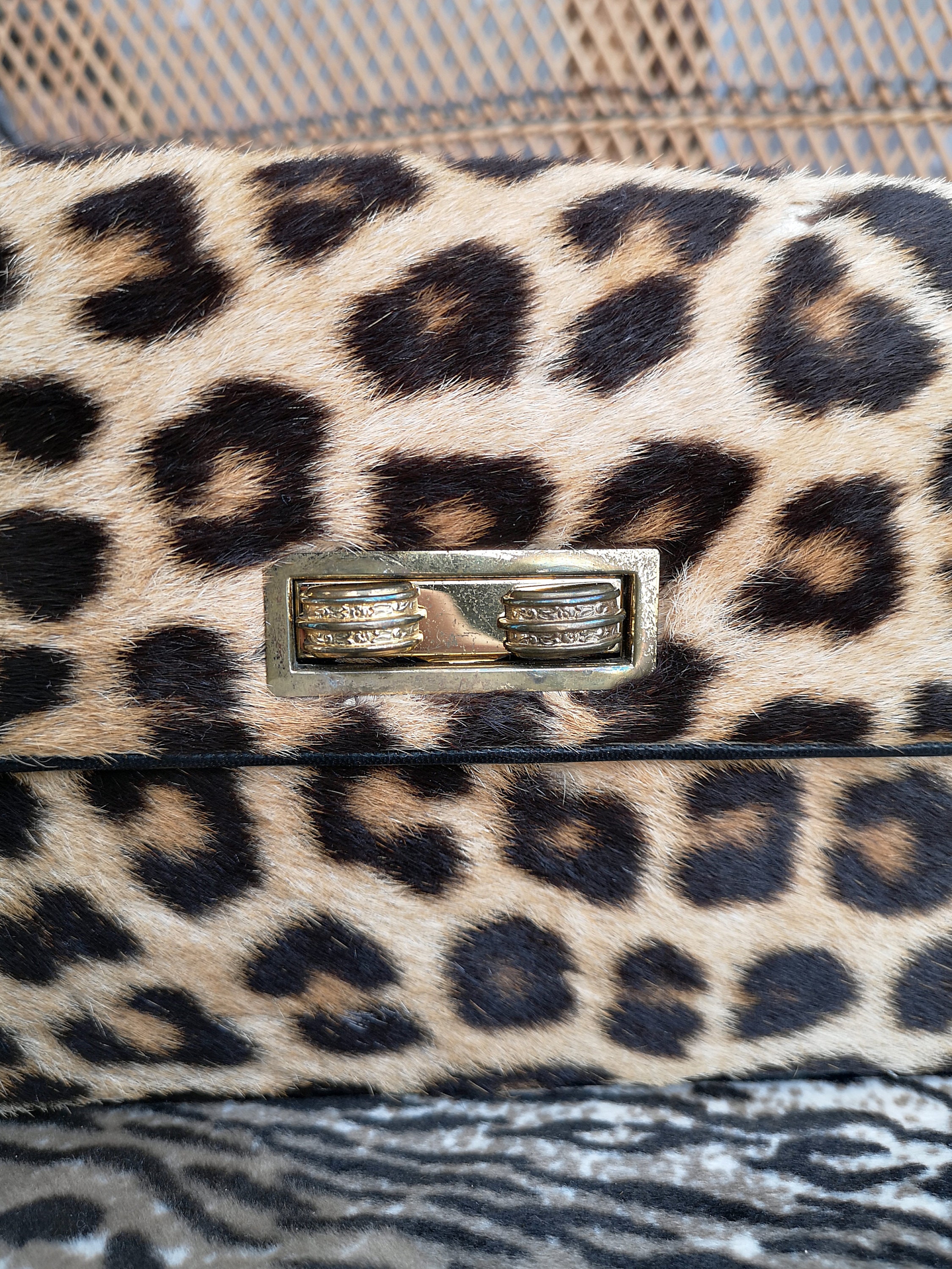 Original 1960's Ocelot Leopard Print Design Fur Leather Mod Handbag ...