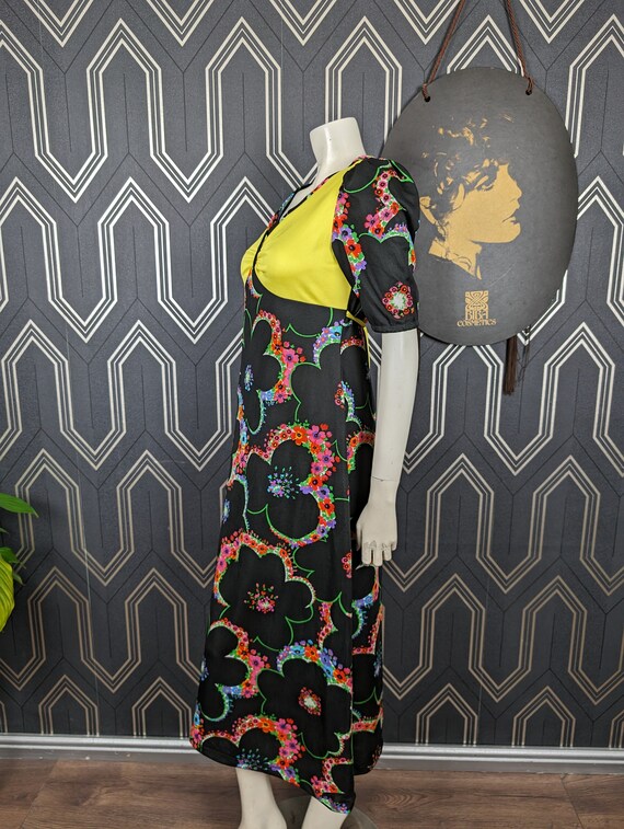Original 1970's Diolen Loft Neon Floral Dress - Good … - Gem