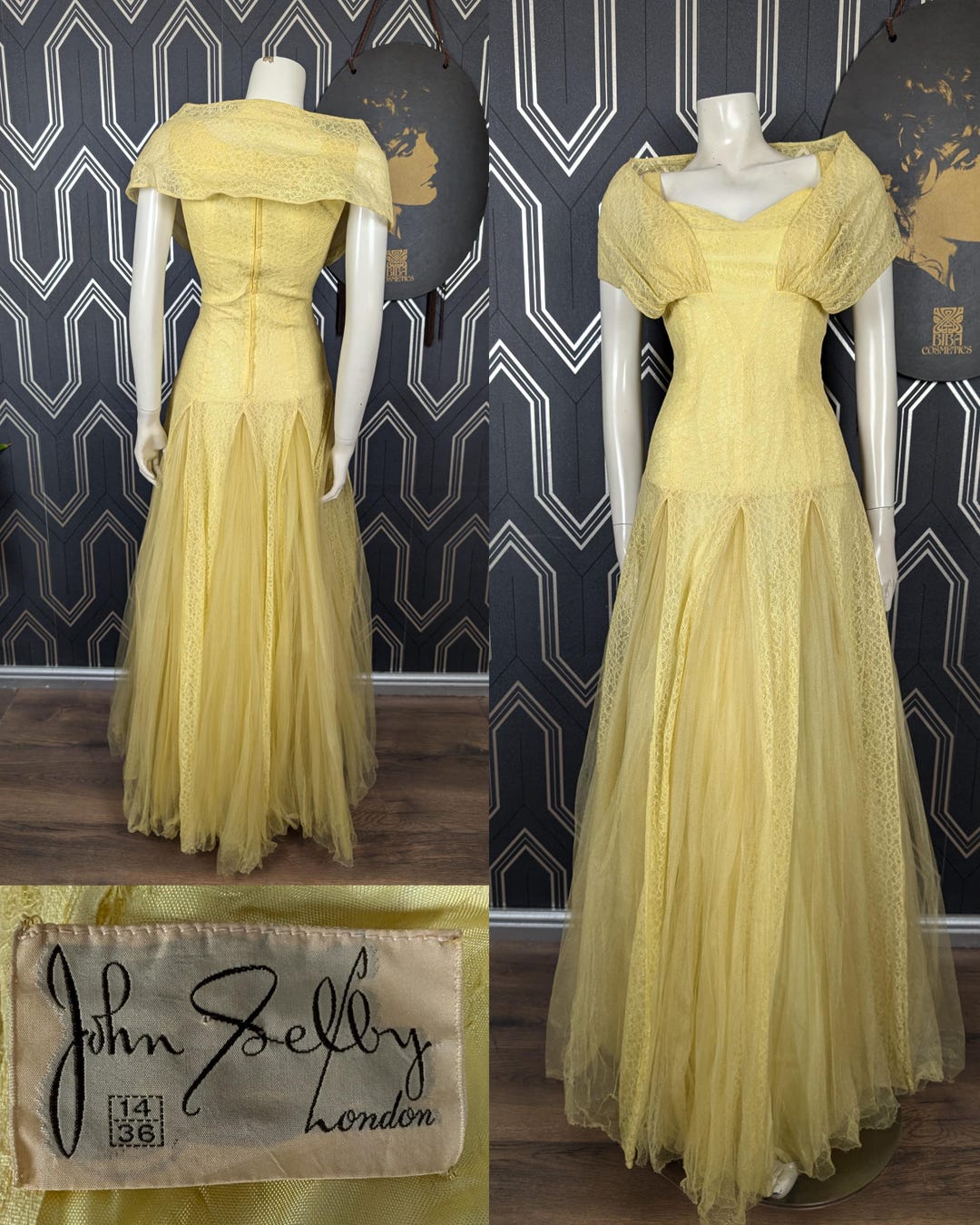 Original 1950's Buttercup Yellow John Selby Full Length Net Ball Gown ...