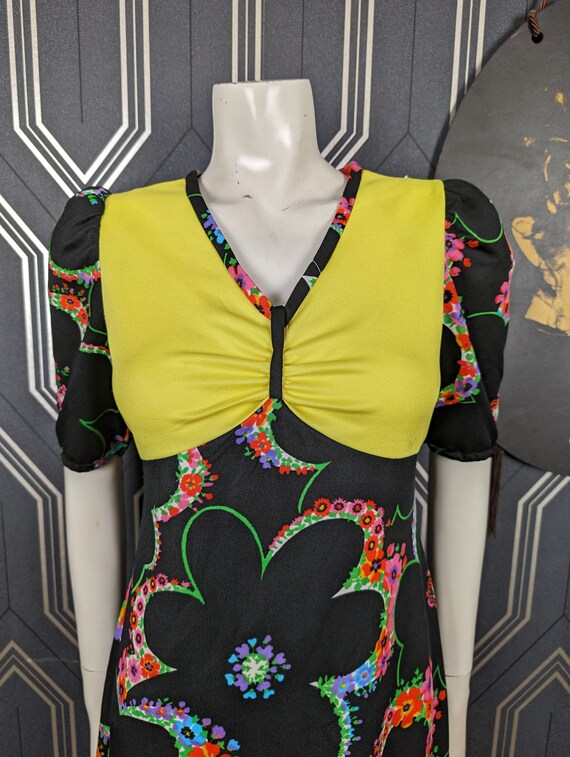 Original 1970's Diolen Loft Neon Floral Dress - Good … - Gem