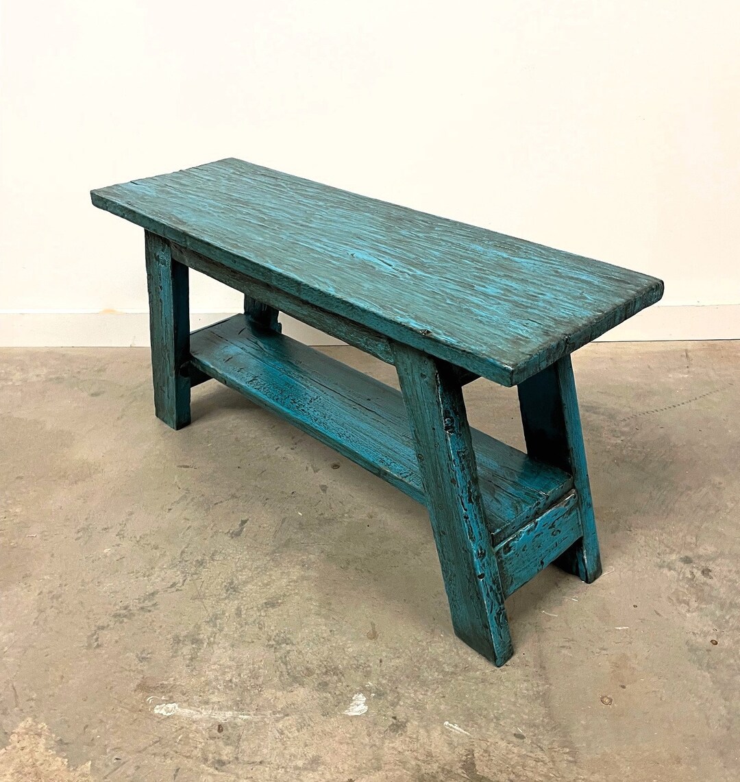 Painted Reclaimed Wood Distressed Bench - Etsy
