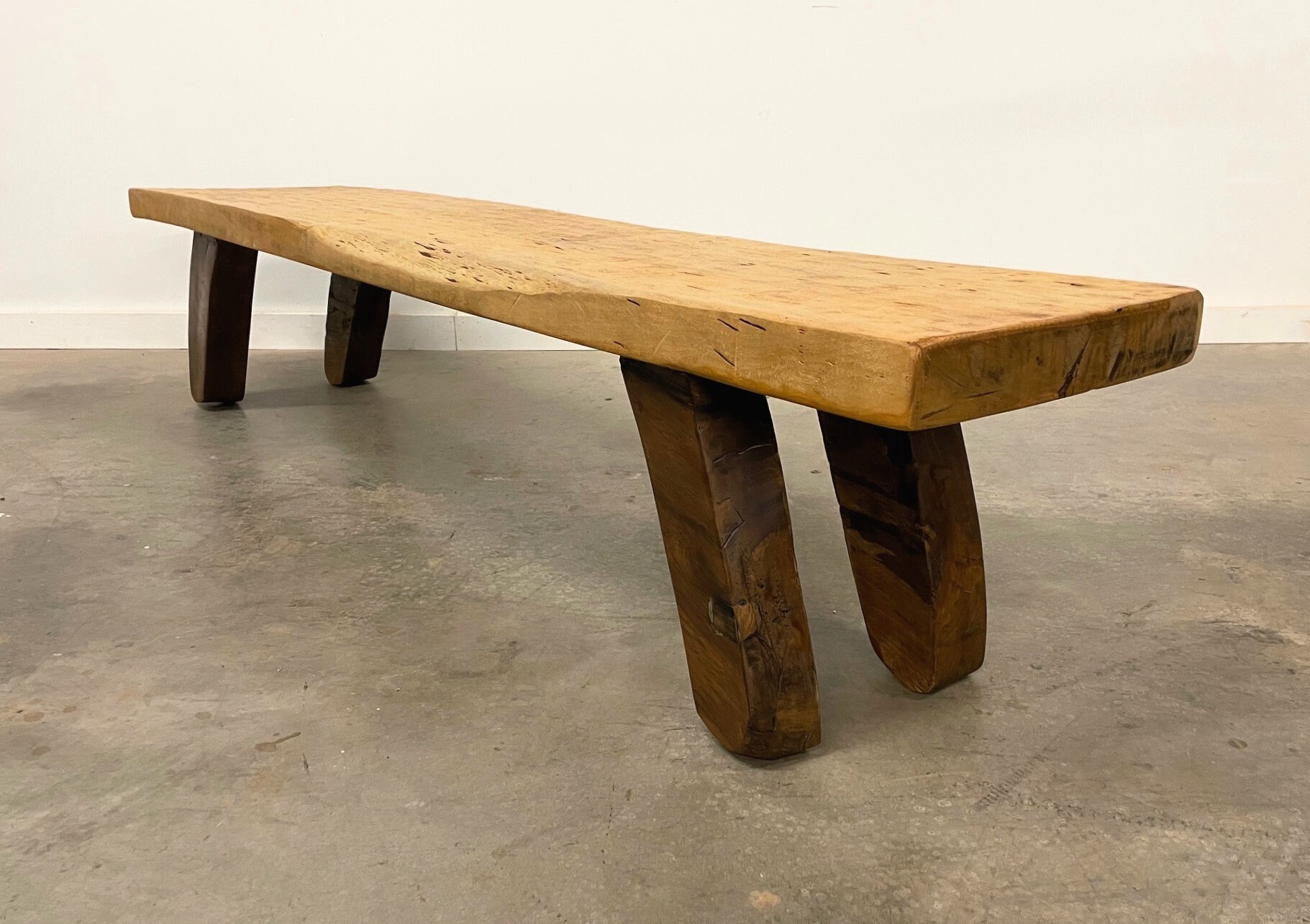 Modern Organic Solid Slab Wood Bench Coffee Table Naga Style Primitive ...