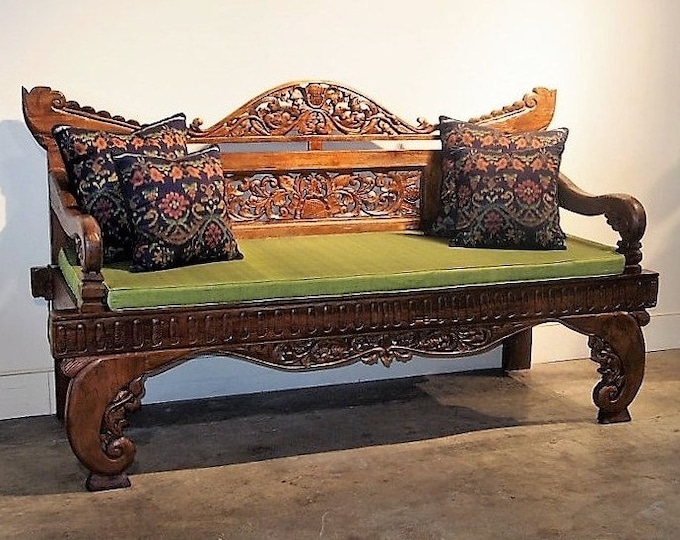 Intricately Carved Indonesian Bench Reclaimed Teak - Etsy