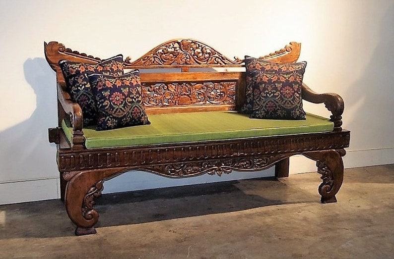 Intricately Carved Indonesian Bench Reclaimed Teak - Etsy