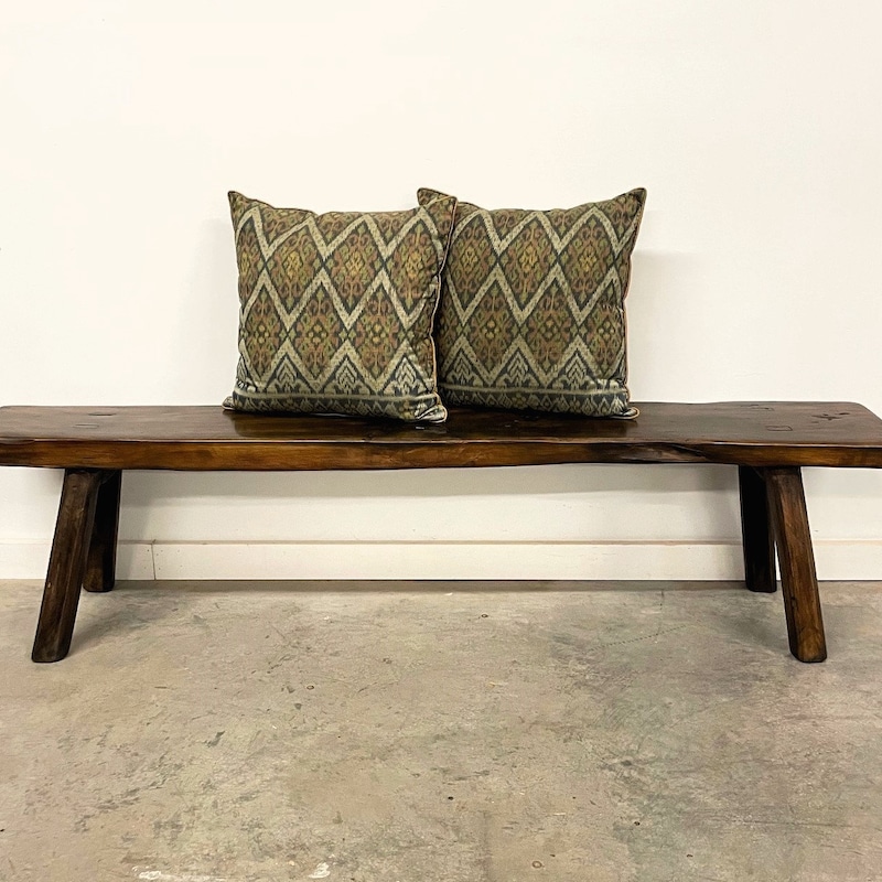 Long Rustic Wood Bench - Etsy