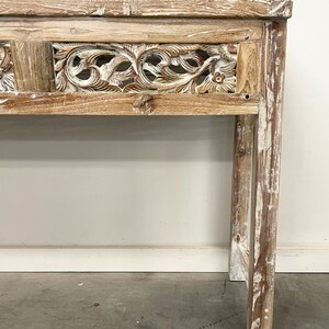 63" Hand Carved Whitewash Console Table Architectural Carved Console ...