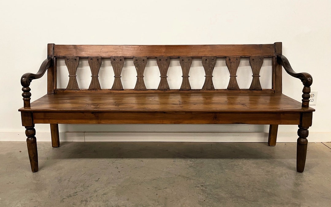 76 Vintage Colonial Style Teak Bench - Etsy