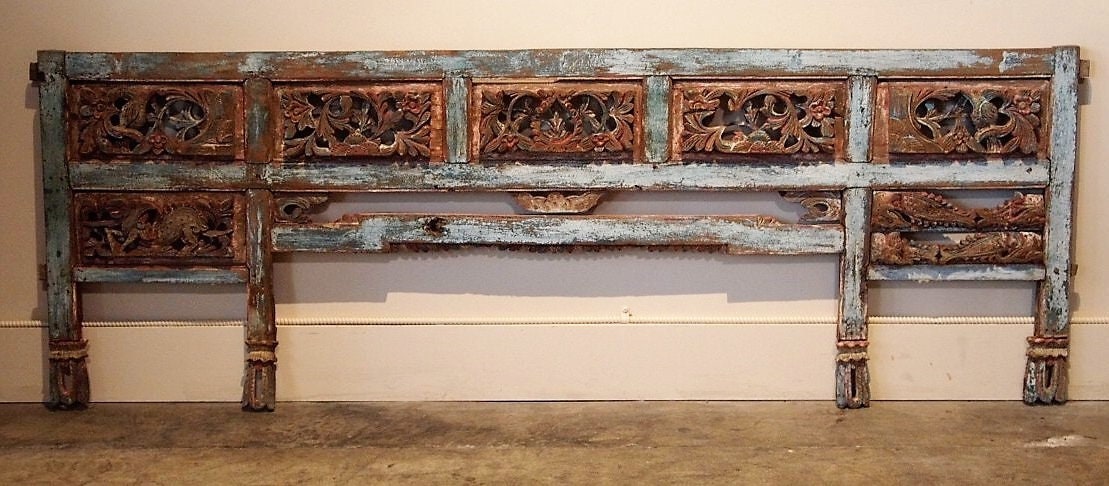 Old Carved Teak Bed Panel Headboard Wall Panel - Etsy