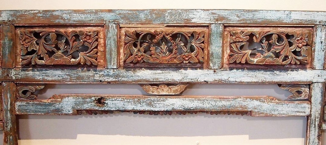 Old Carved Teak Bed Panel Headboard Wall Panel - Etsy
